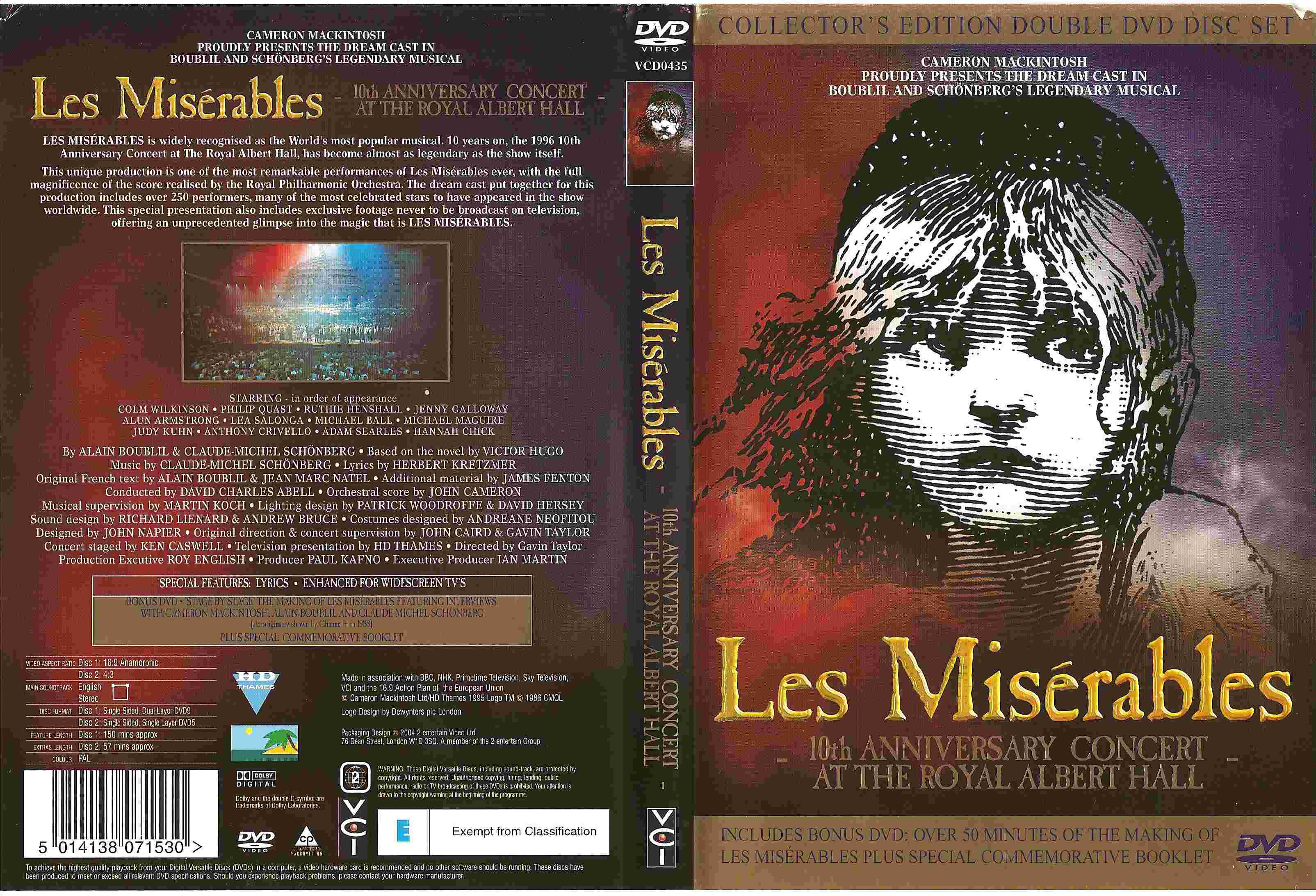 Les Miserables 10th Anniversary Concert : Front | DVD Covers | Cover ...